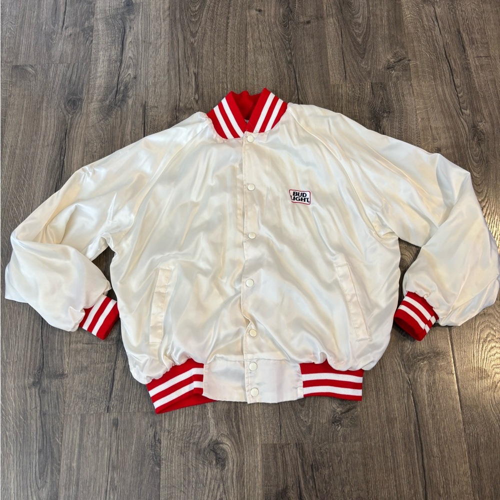 1987 Spuds Mackenzie Satin Bomber Jacket W/ Embroider… - Gem